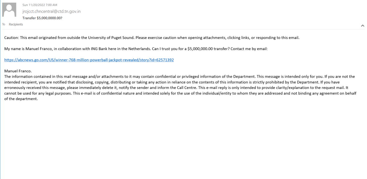 Phishing from 11/20/2022: “Transfer $5,000,0000.00?” – Puget Sound ...