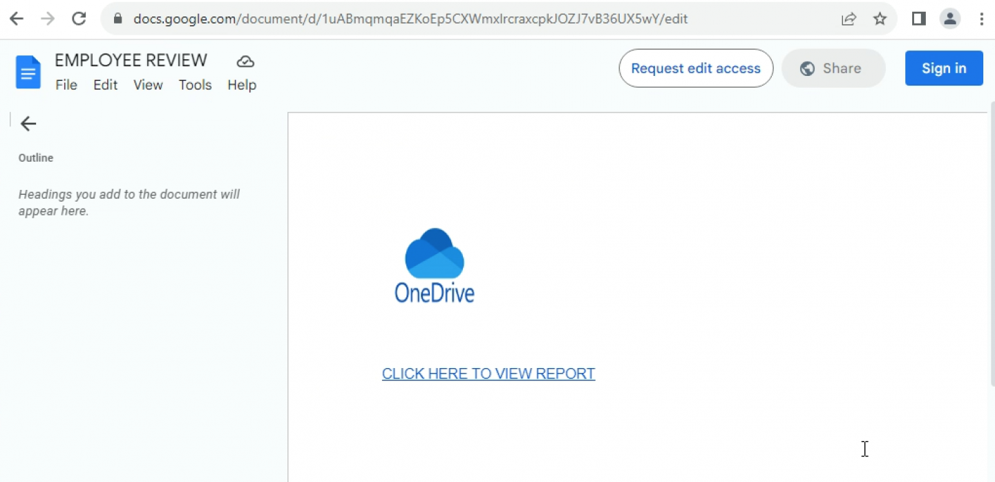 Phishing from 9/14/2023: “Document shared with you: ‘EMPLOYEE REVIEW ...