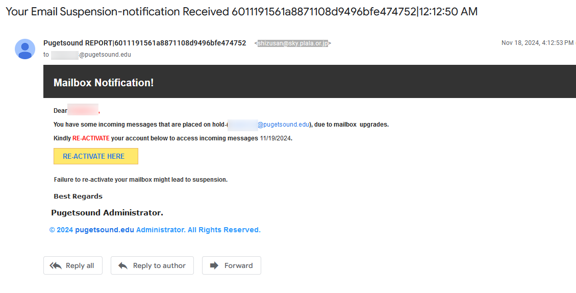 Phishing from 11/18/2024: “Your Email Suspension-notification Received ...
